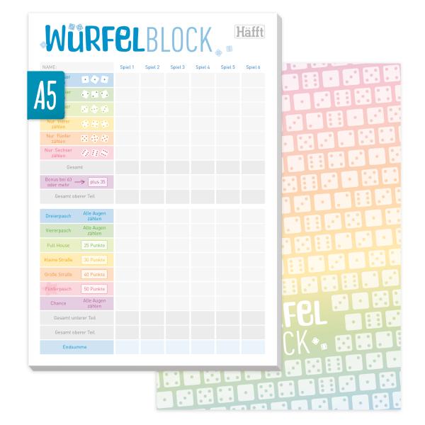 Häfft-Shop | Würfelspiel-Block A5 "Kjuby - Würfel mal!" Knobelspiel ...